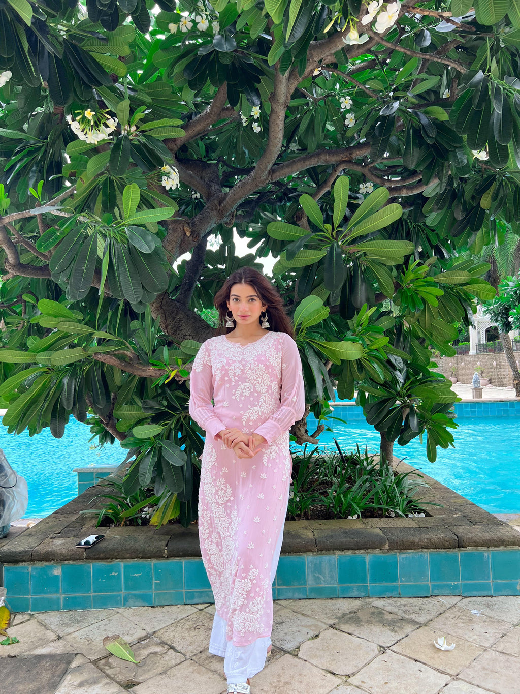 Naba Pure Viscose Kurti | Elegant Chikankari | Stylish Pearl Buttons